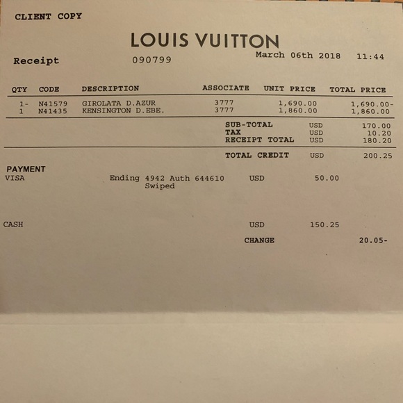 Genuine Louis Vuitton Receipt Meaning | Paul Smith